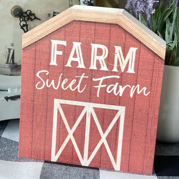 Accents | New Country Farmhouse Sweet Farm Rustic Distressed Wood Red ...